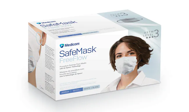 SafeMask FreeFlow Procedure Earloop Masks - ASTM Level 3